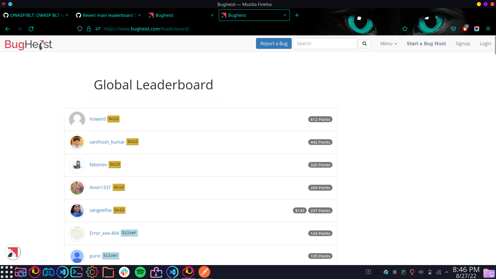 Revert main leaderboard to how it was before · Issue #938 · OWASP-BLT/BLT · GitHub