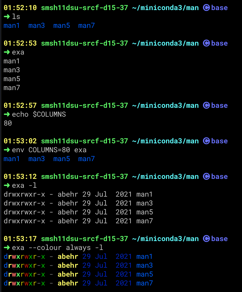 exa doesn't think it's writing to a terminal when calling it from SSH ...
