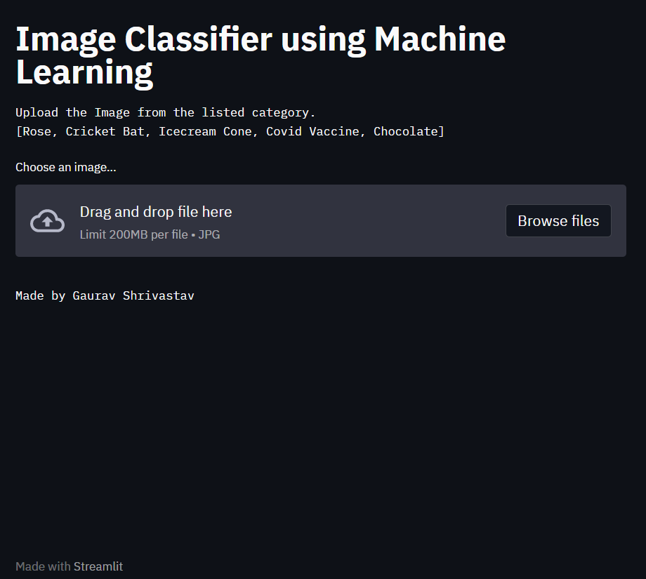 GitHub - gaurav21s/Image-Classification-Streamlit
