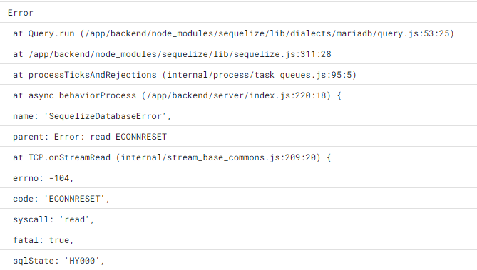 Unhandled rejection SequelizeConnectionError: read ECONNRESET · Issue #7616 · sequelize ...