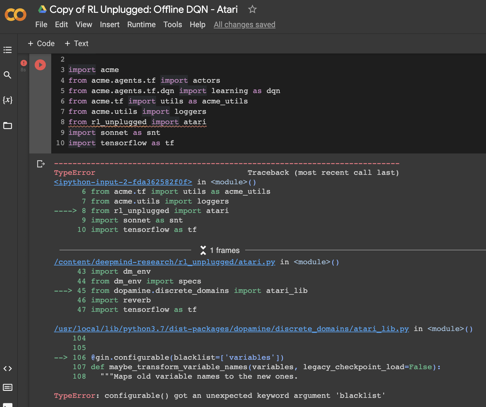 RL Unplugged colab doesn't work · Issue #350 · google-deepmind/deepmind-research · GitHub