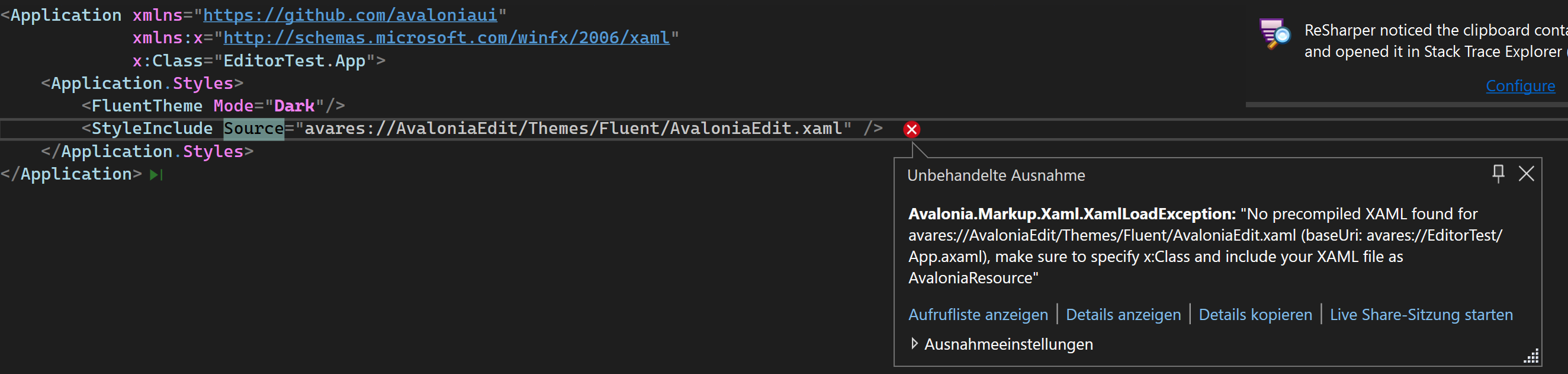Editor Style not found? · Issue #329 · AvaloniaUI/AvaloniaEdit · GitHub