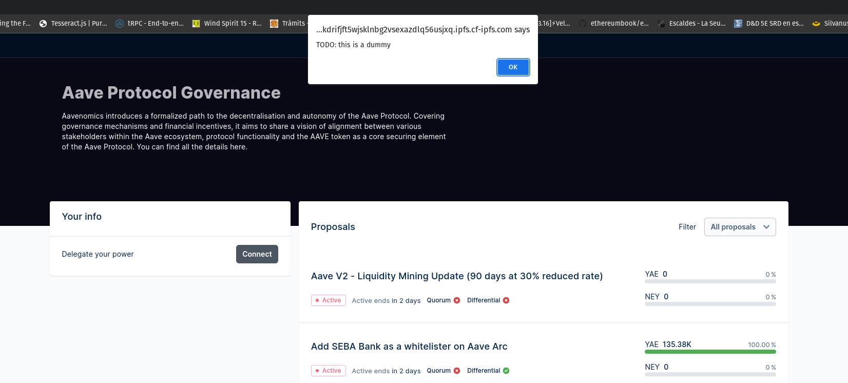 Governance view connect wallet button · Issue #212 · aave/interface · GitHub