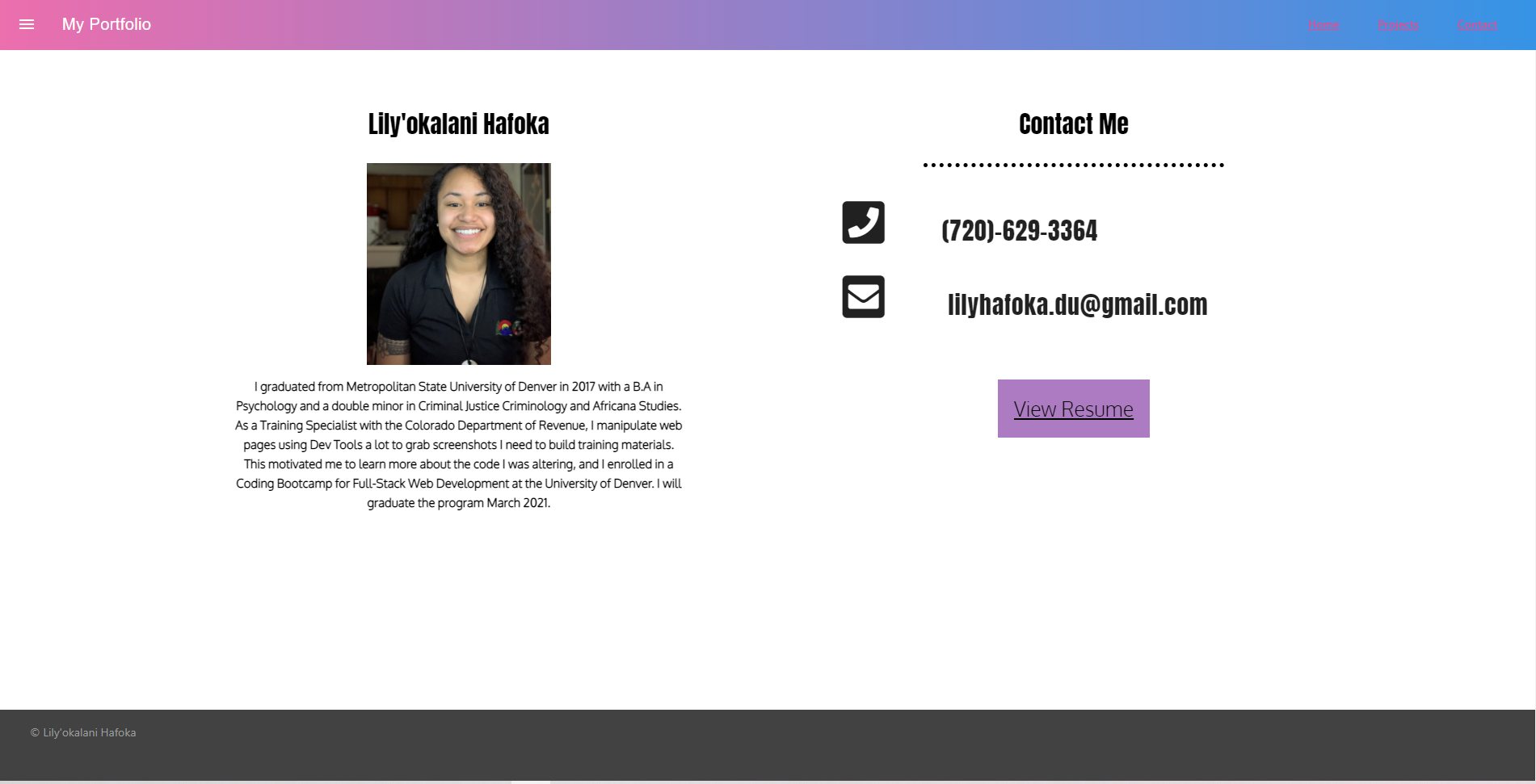 Github Lhafoka13 React Portfolio This Is The First Project I Created Using React It Uses