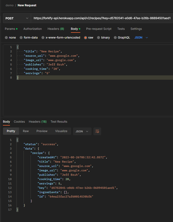 The Add Recipe Endpoint For The Forkify Project Is Returning A 500 Status Code · Issue 381