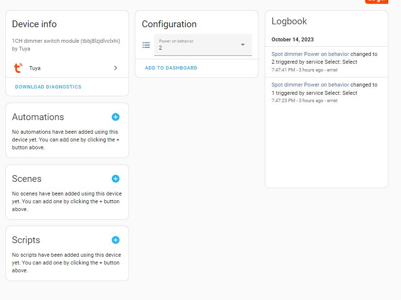 Tuya wifi 1ch dimmer no controls · Issue #102016 · home-assistant/core · GitHub