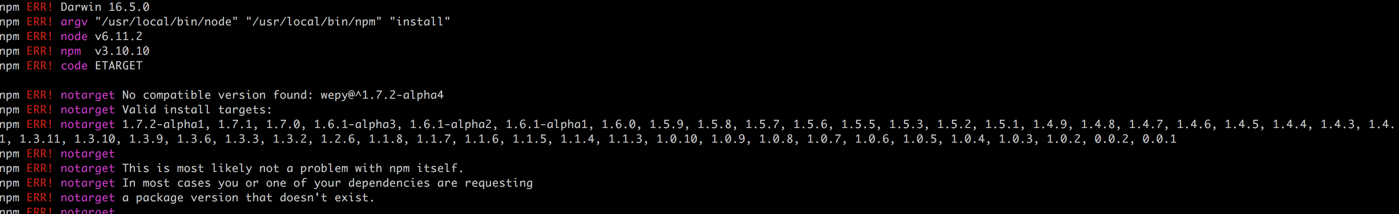 Bug 通过npm无法升级到172 · Issue 1464 · Tencentwepy · Github