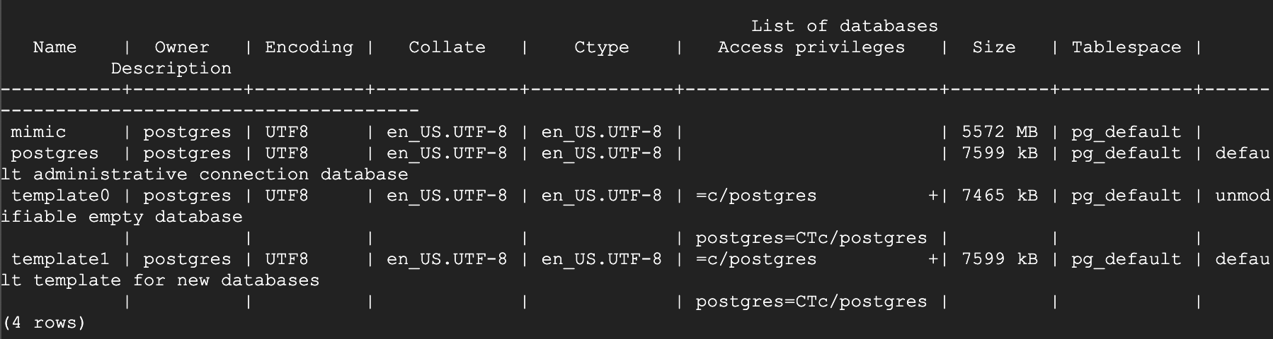 After build the mimic-iii database by postgresql, it shows no relations and tables · Issue #1057 ...