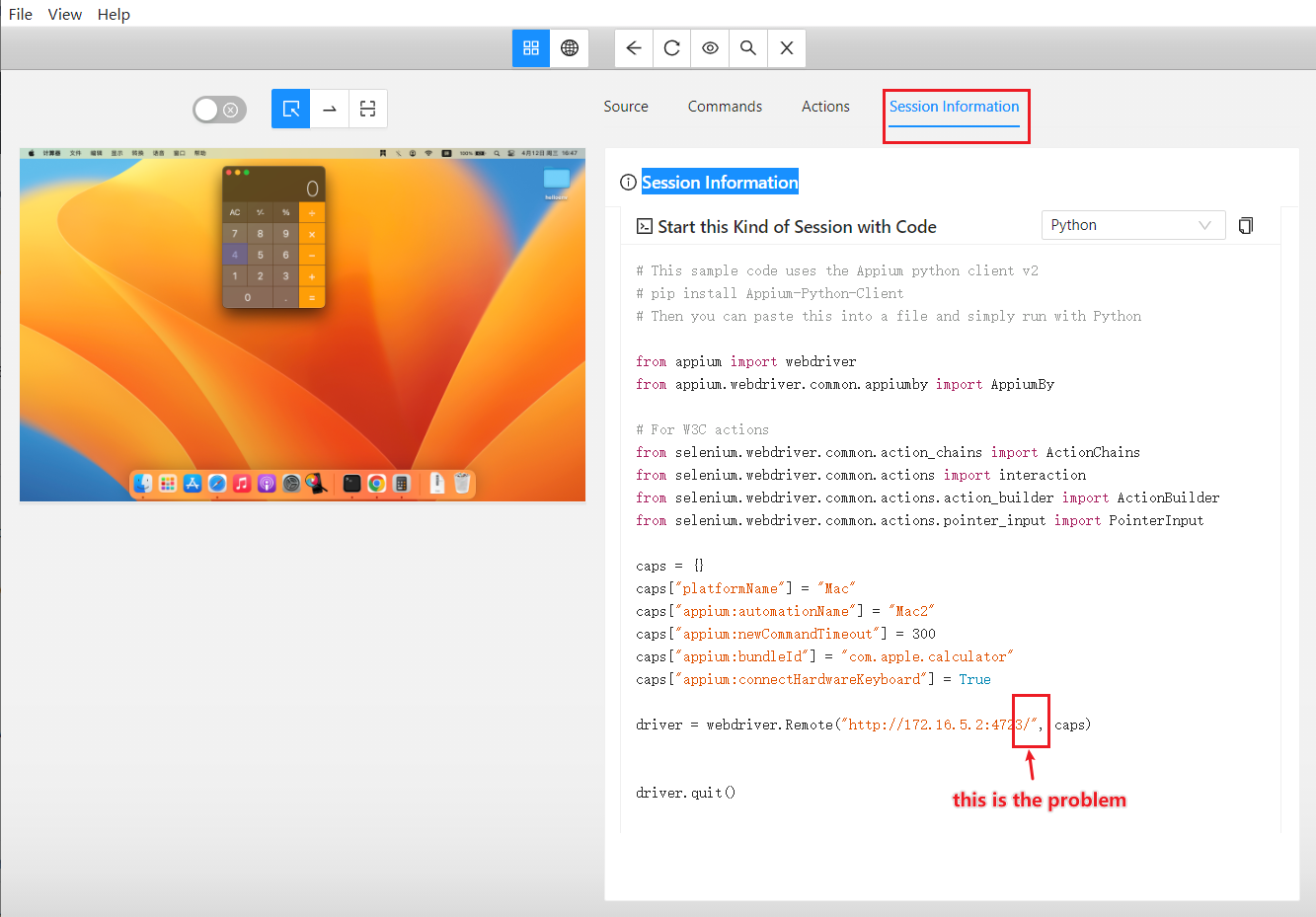No route found for //session · Issue #770 · appium/appium-inspector ...