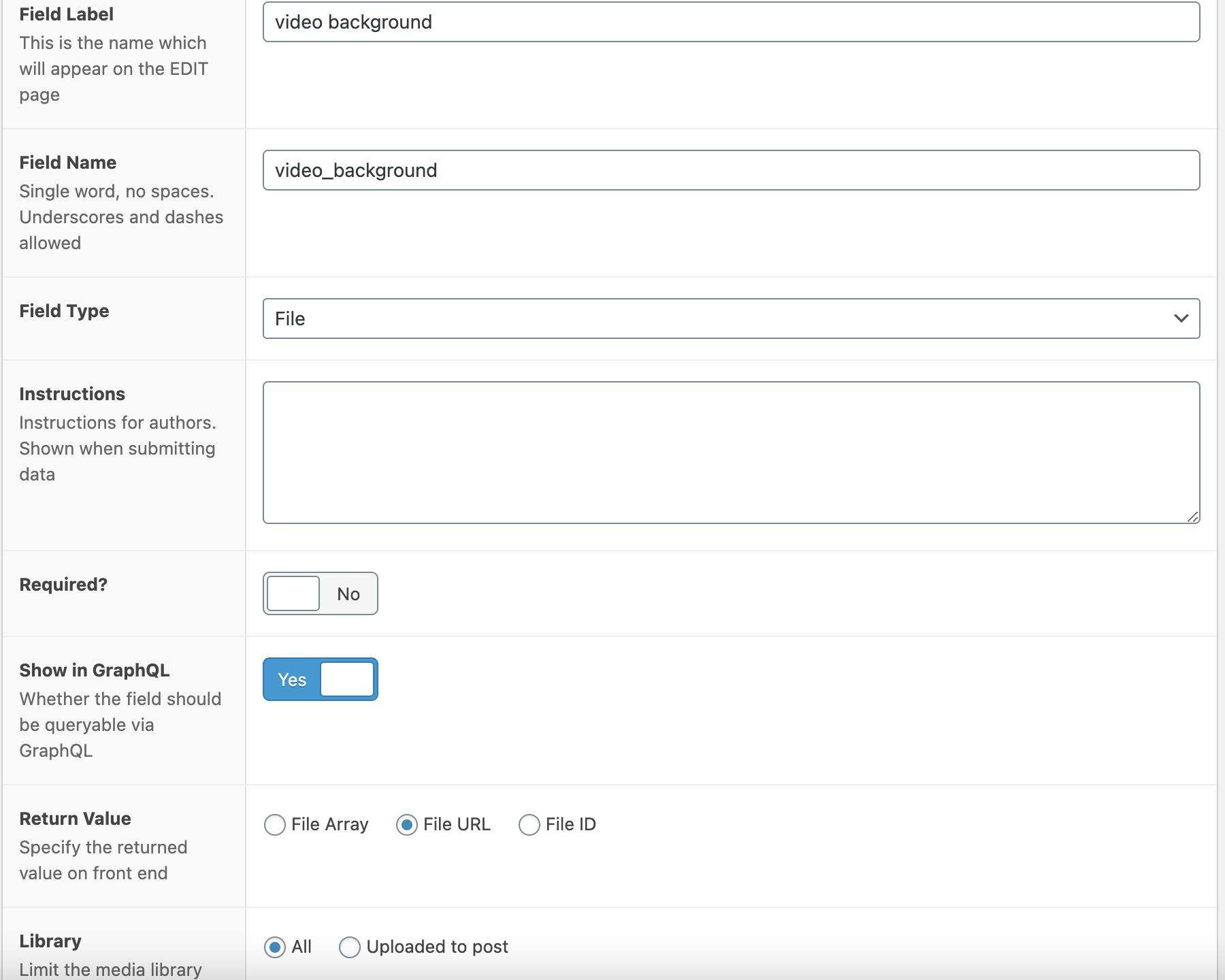 Gatsby Source Wordpress Acf Field Type File Is Null When Video Is Selected · Issue 29820