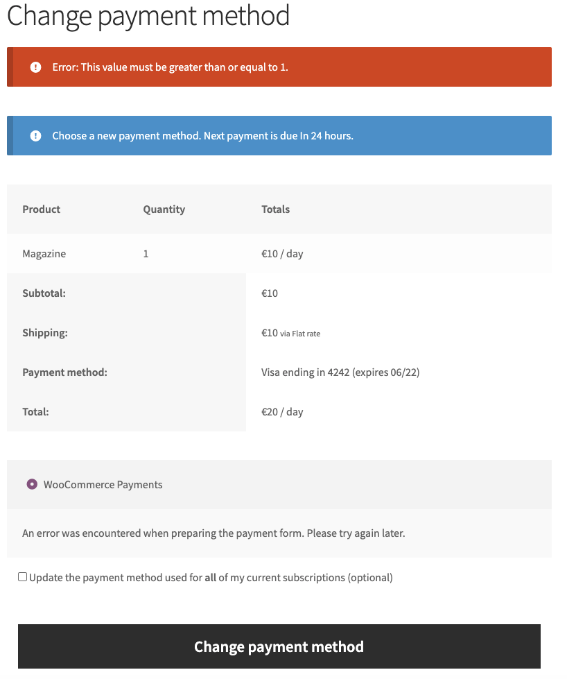 Ability to update Subscription pay method with UPE · Issue #2190 · Automattic/woocommerce ...