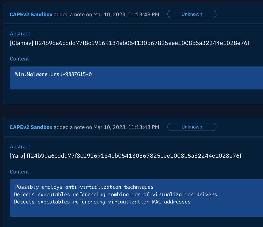 [connector-cape] fail to parse json when analysis report found clamAV signature · Issue #1058 ...