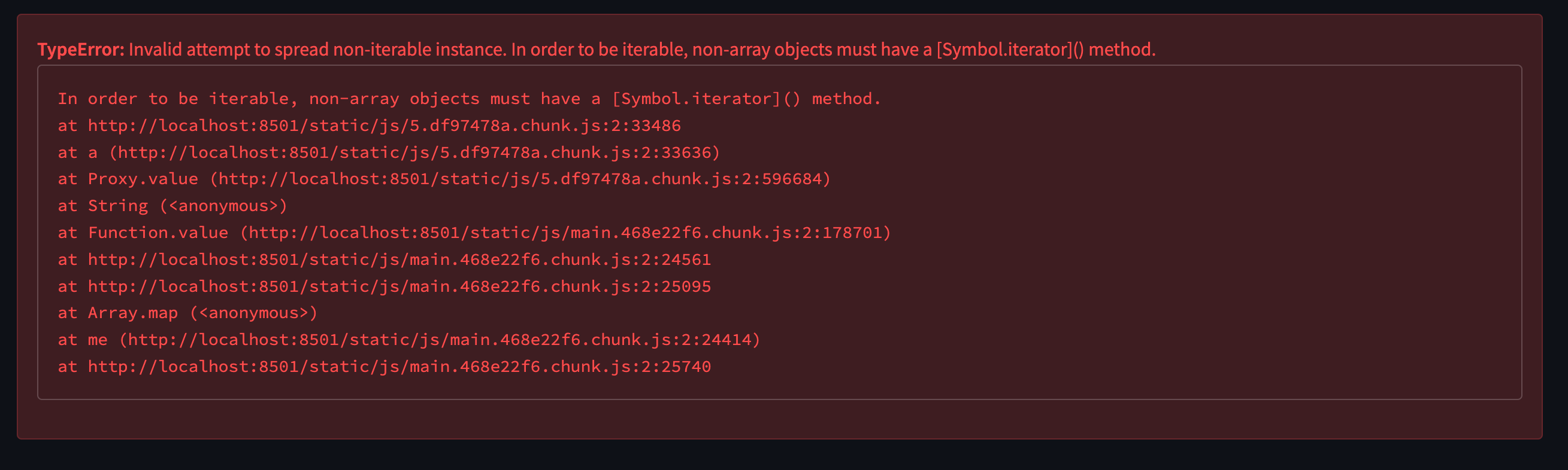 Getting a Javascript error on trying to display a table using st.table ...