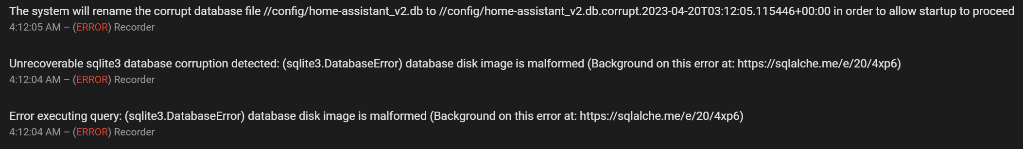 Recorder database keeps getting corrupted. · Issue #91764 · home-assistant/core · GitHub
