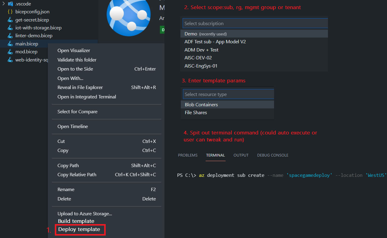 Right click to deploy bicep in Visual Studio Code · Issue #1862 · Azure/bicep · GitHub