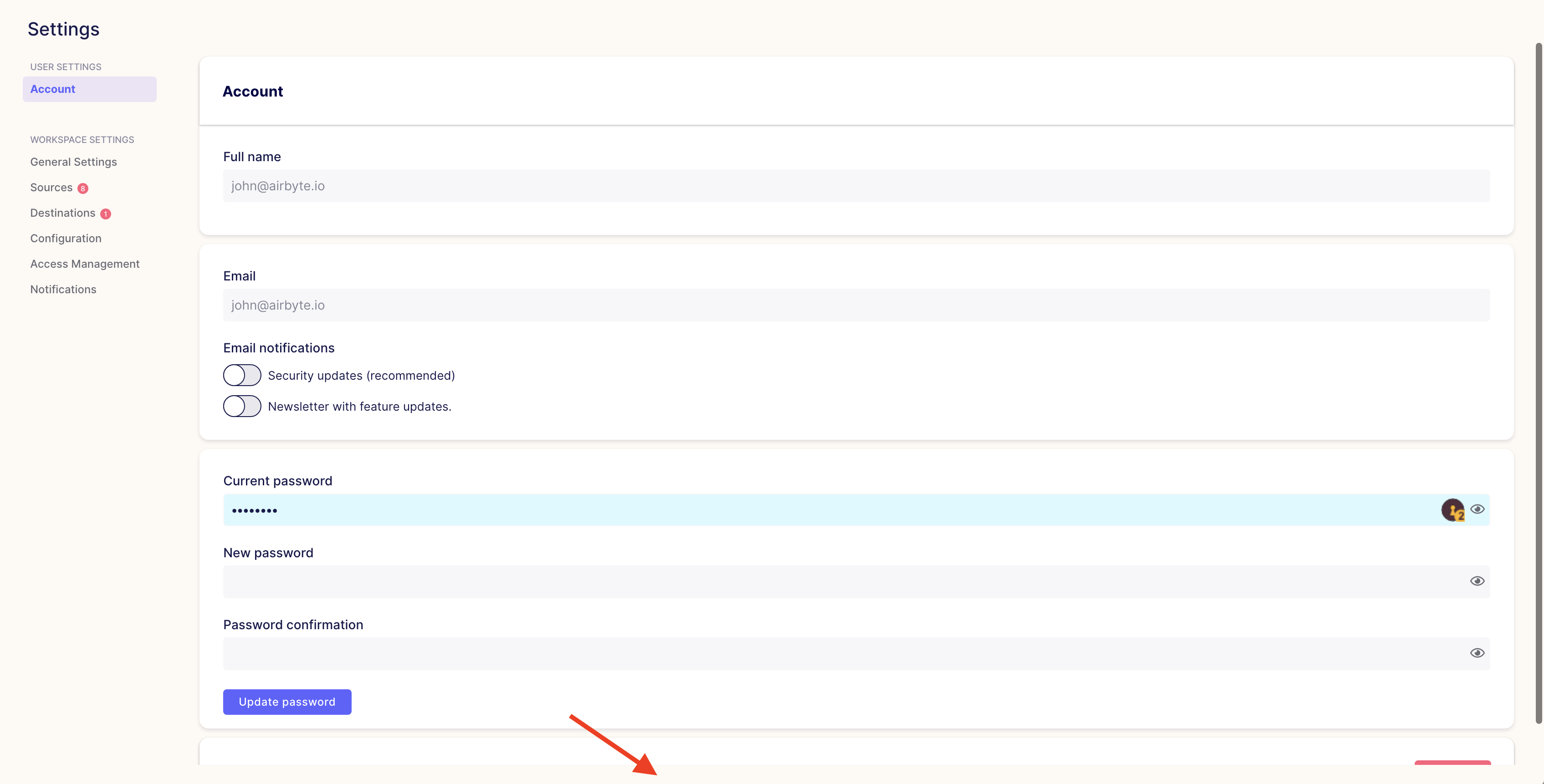 Layout Issue At The Bottom Of The Settings · Issue 6989 · Airbytehq Airbyte · Github