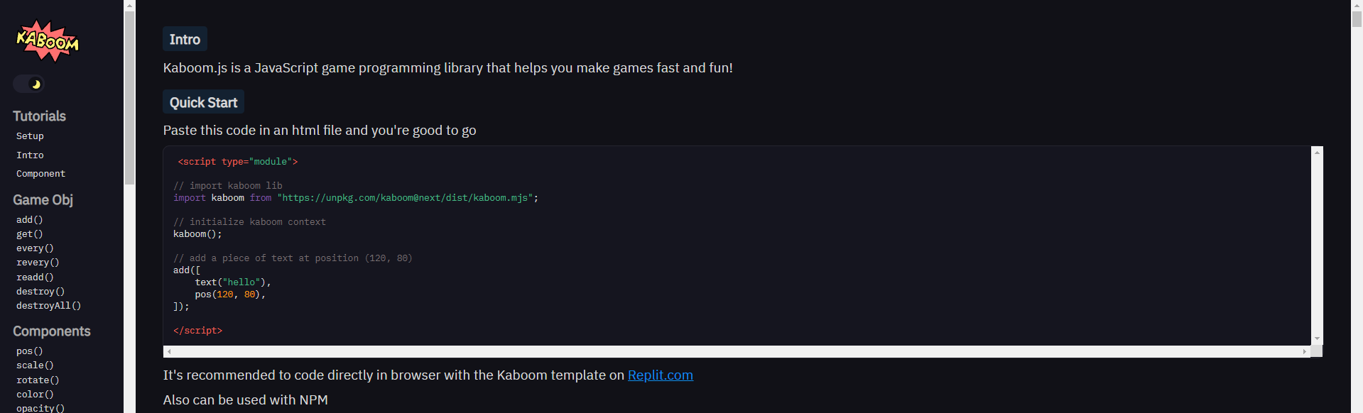 Use color-scheme · Issue #259 · replit/kaboom · GitHub