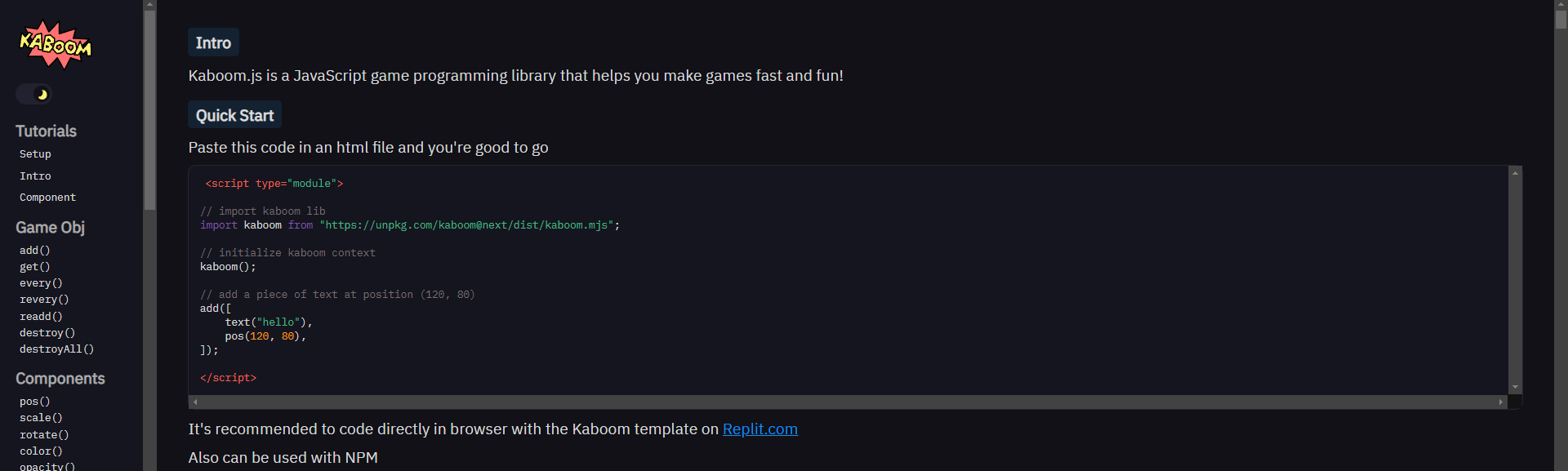 Use color-scheme · Issue #259 · replit/kaboom · GitHub