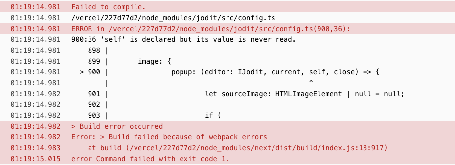 Build Error Self Is Declared But Its Value Is Never Read · Issue 83 · Jodit Jodit React