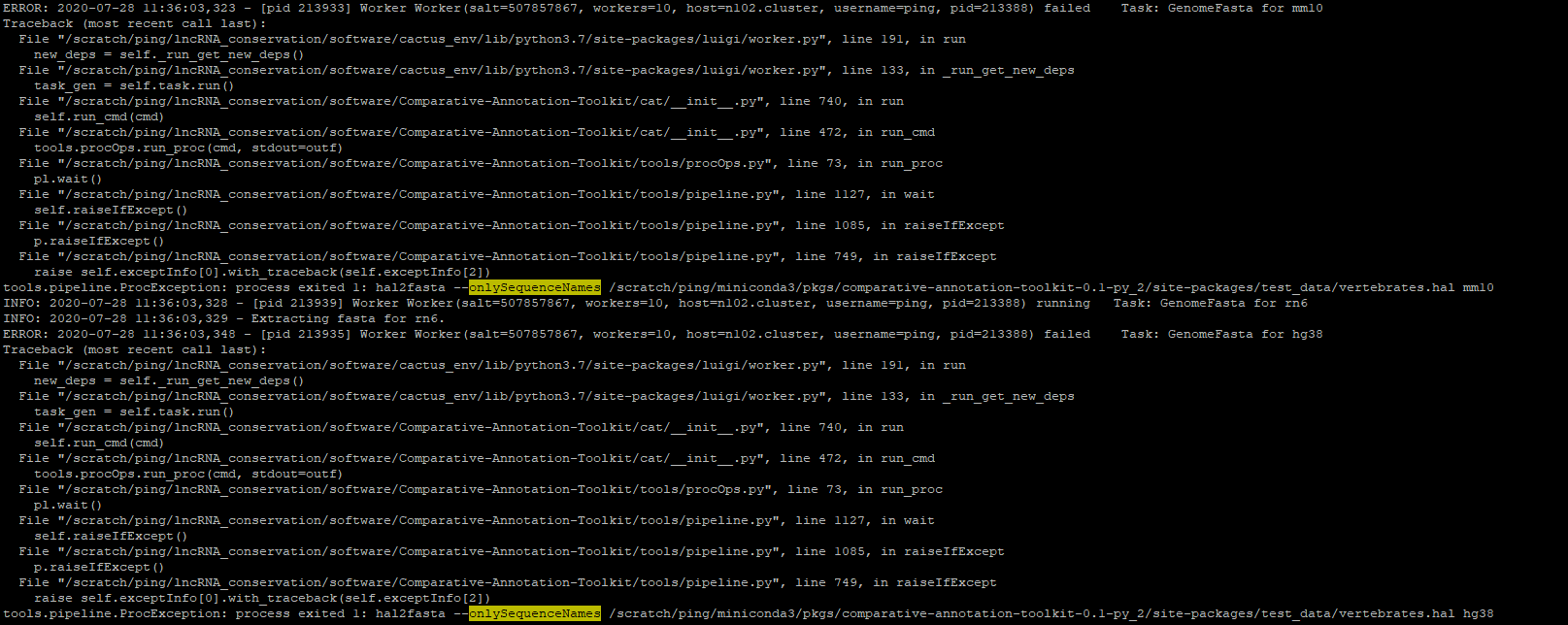 Unrecognized option: --onlySequenceNames · Issue #190 · ComparativeGenomicsToolkit/Comparative ...