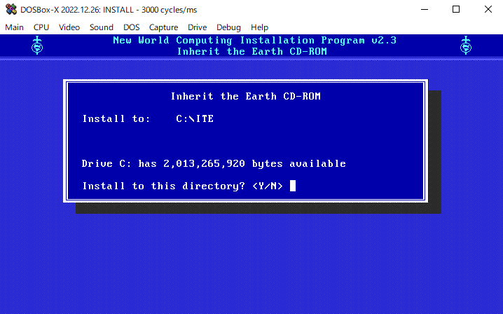 Game "Inherit the Earth: Quest for the Orb" install error "Drive C: has ...