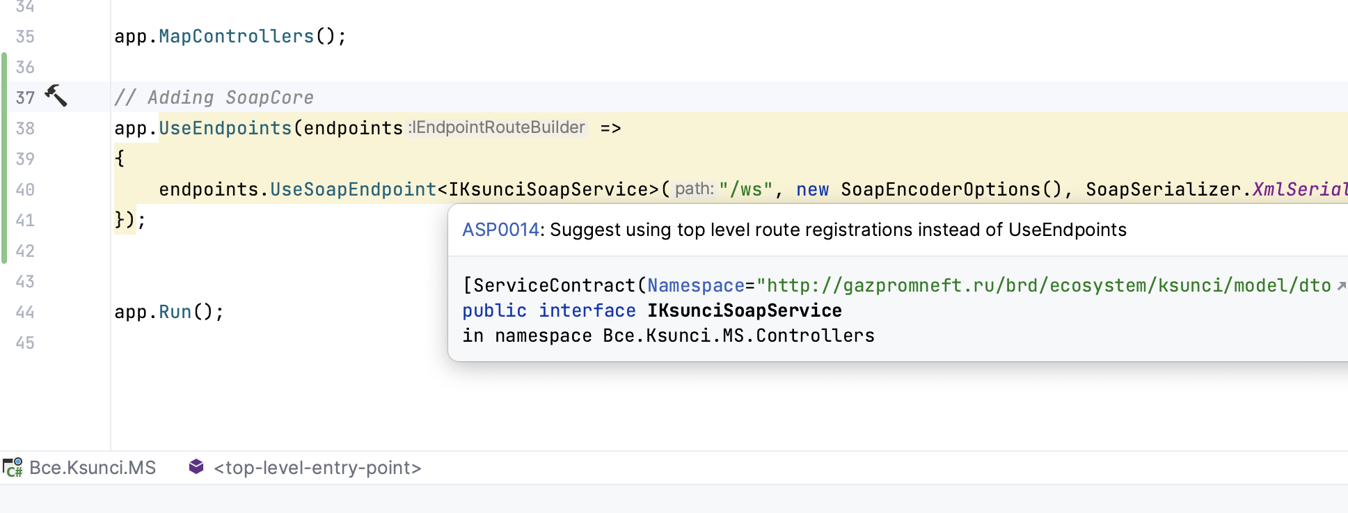 Asp0014 Suggest Using Top Level Route Registrations Instead Of Useendpoints · Issue 929