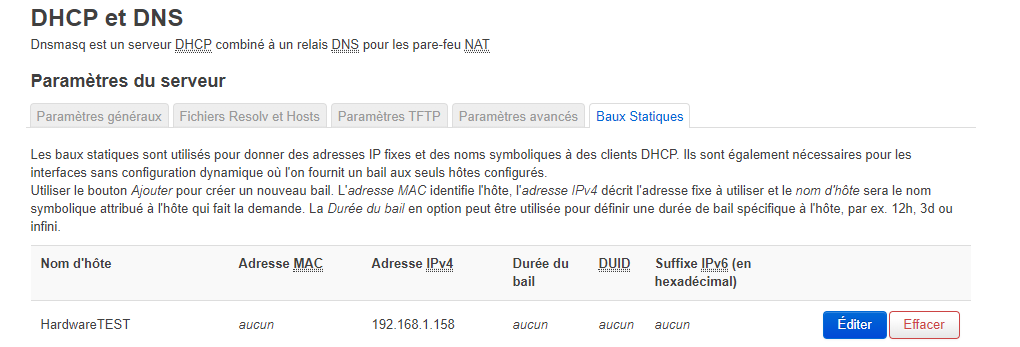 In static leases, LUCI shows In static leases, LUCI shows