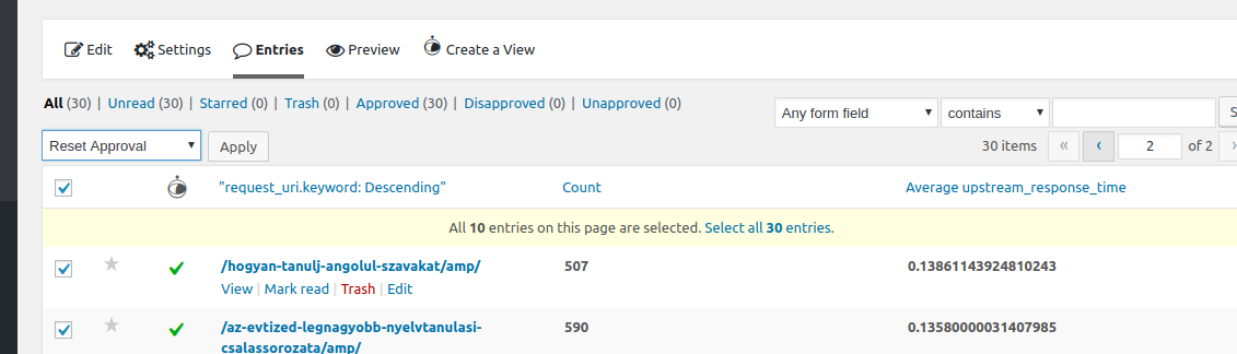 Select all entries Bulk Approval not working · Issue #182 · GravityKit/GravityView · GitHub