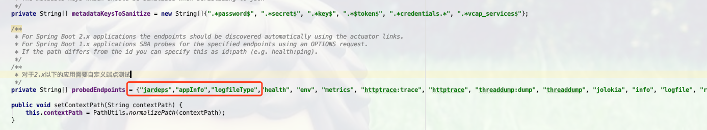 For Spring Boot 1.x applications SBA probes for the specified endpoints using an OPTIONS request ...