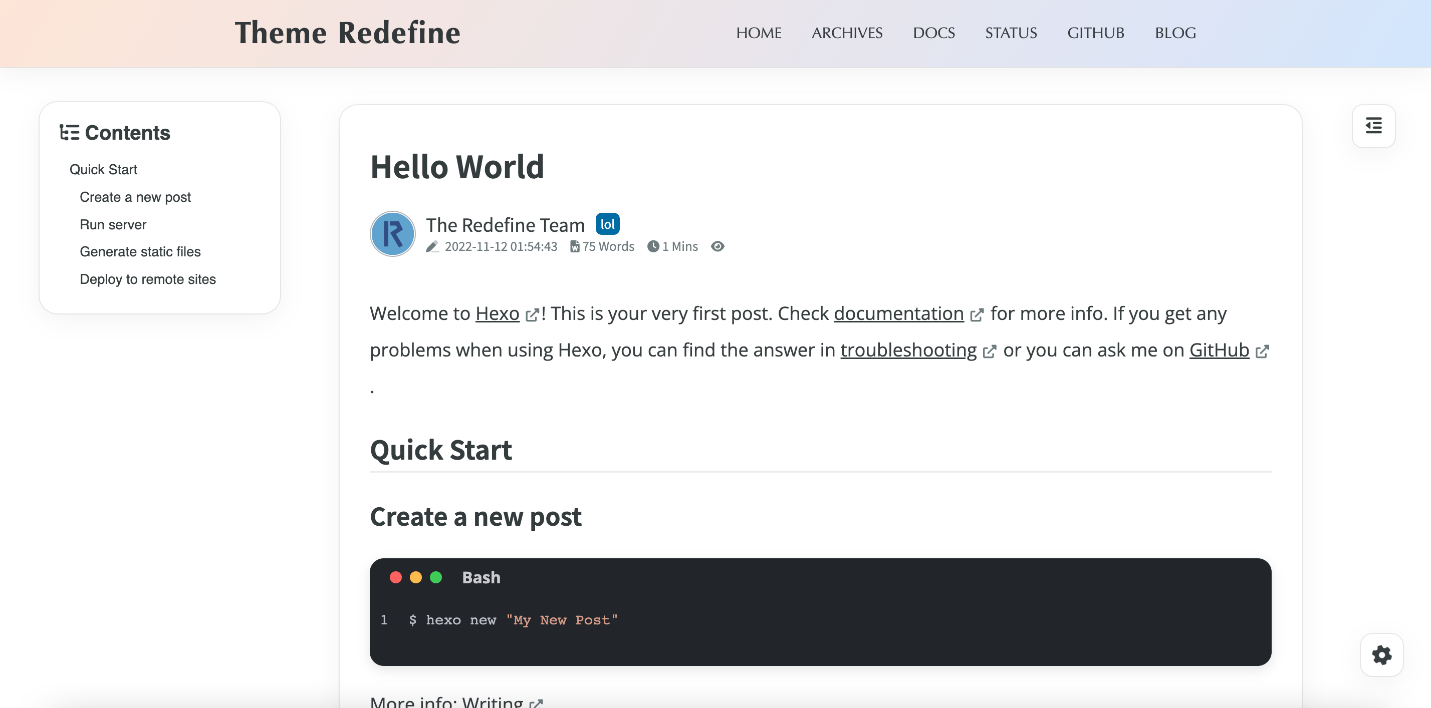 hexo-theme-redefine/README.md at main · EvanNotFound/hexo-theme-redefine · GitHub