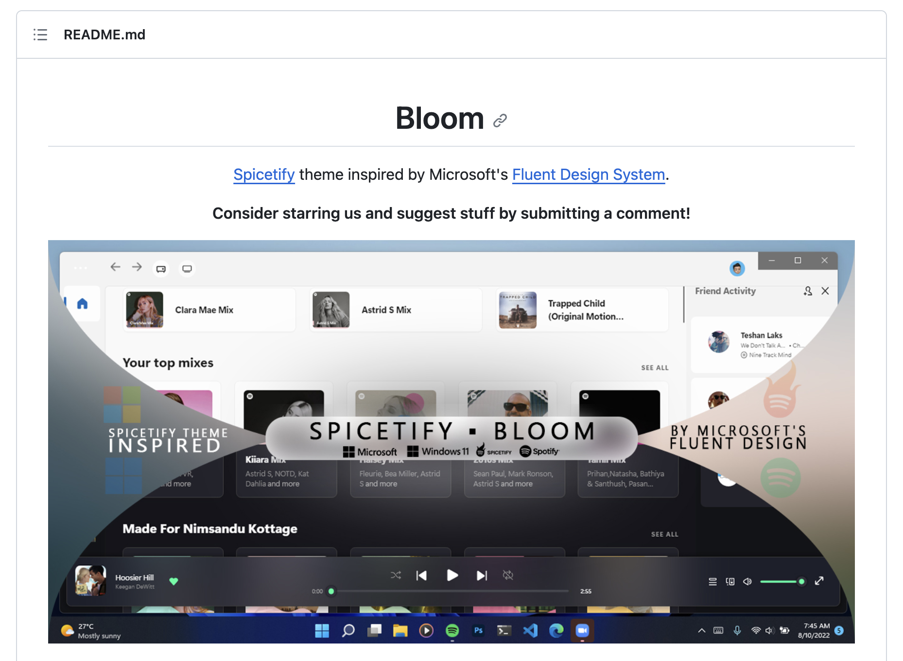 A better banner for readme · Issue #303 · nimsandu/spicetify-bloom · GitHub
