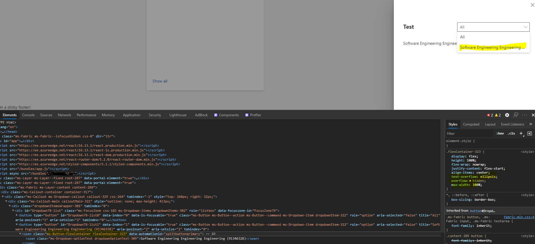 Dropdown option does not show ellipsis in option · Issue #14200 · microsoft/fluentui · GitHub