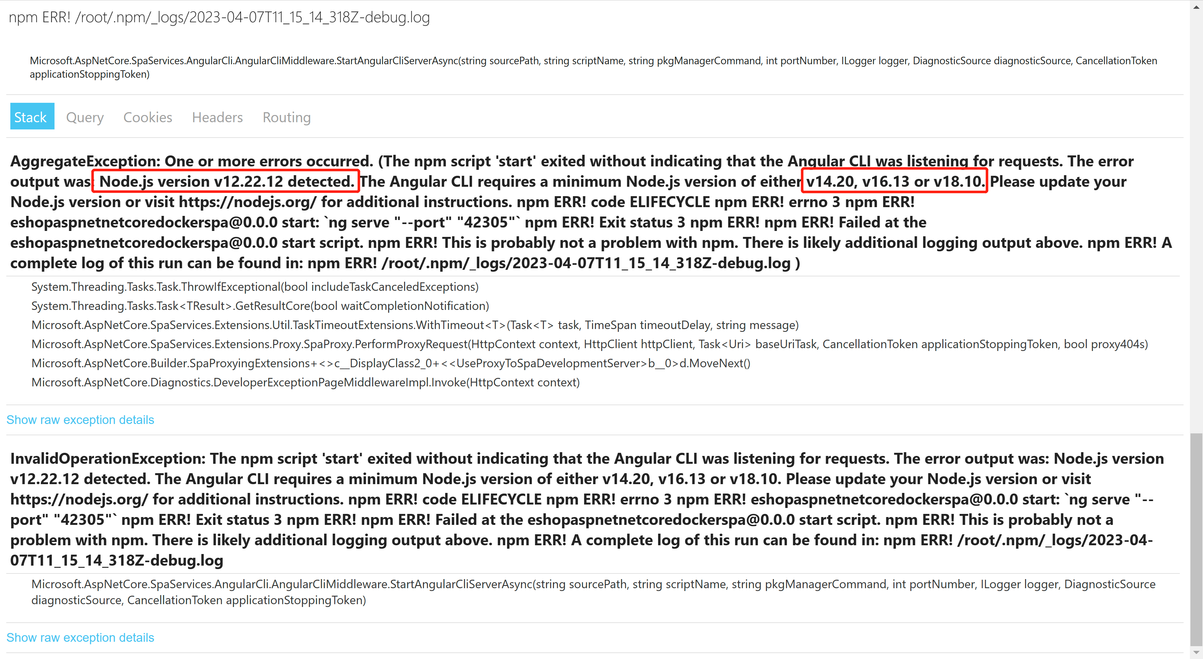 WebSPA: An unhandled exception occurred while processing the request. · Issue #2081 · dotnet ...