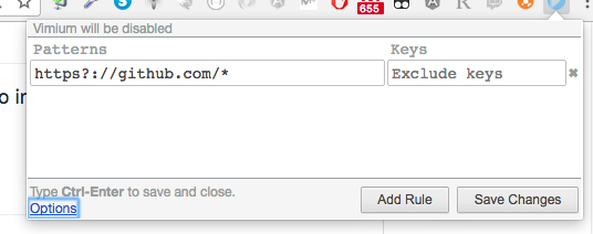 Could we add a "Disable on this page" for Vimium? · Issue #2599 · philc/vimium · GitHub