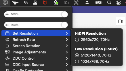 Make resolution modes that are not visible with default settings more reachable via additional ...