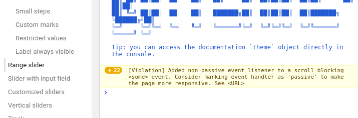 Added non-passive event listener to a scroll-blocking 'touchstart' event · Issue #26456 · mui ...
