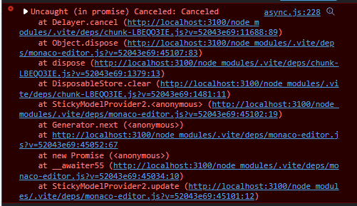 [Bug] Uncaught (in promise) Canceled: Canceled with vue3 and vite · Issue #4009 · microsoft ...