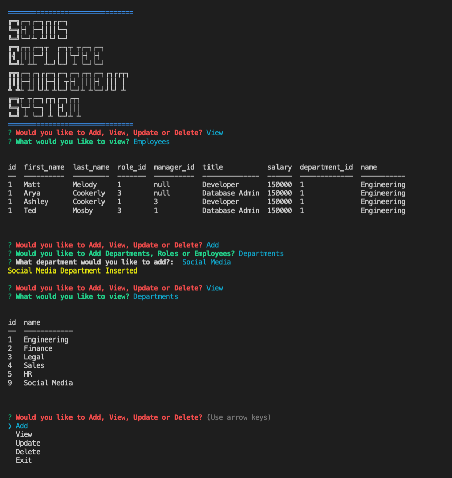 GitHub - SeanMelody/Employee-Management-System: Use Node to Manage ...