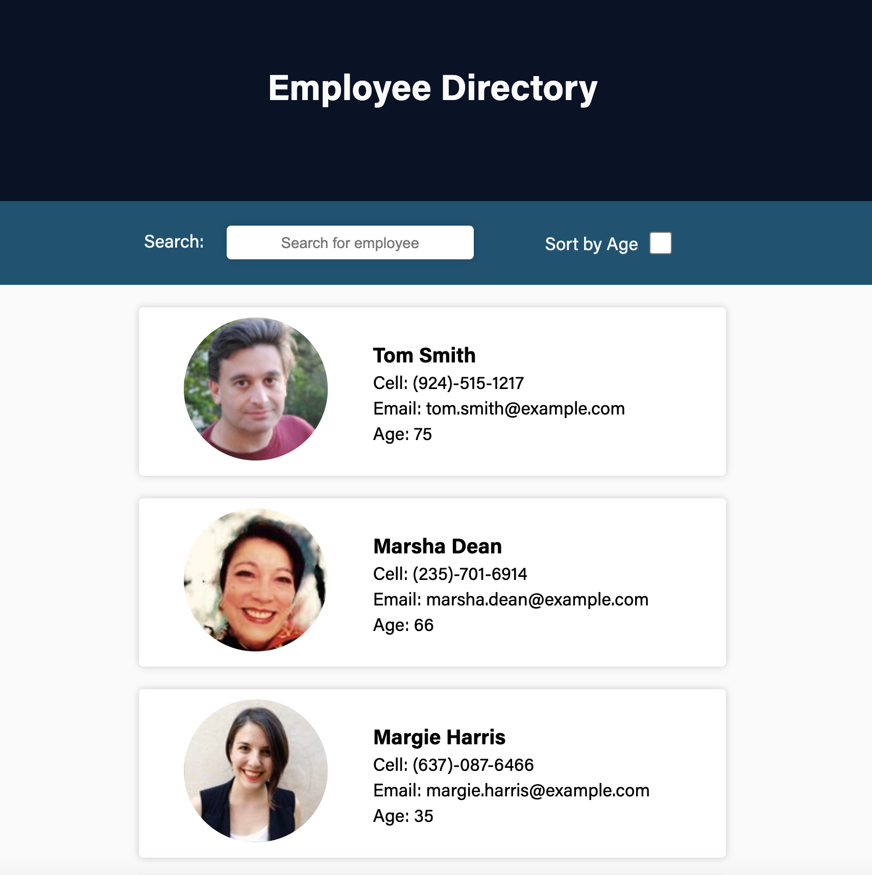GitHub - dan-gentile/employee-directory: Employee Directory built using ...