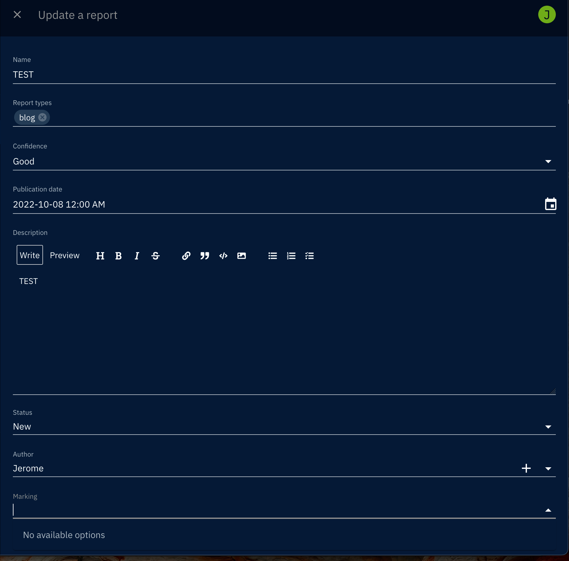 No available options in marking field · Issue #2436 · OpenCTI-Platform/opencti · GitHub