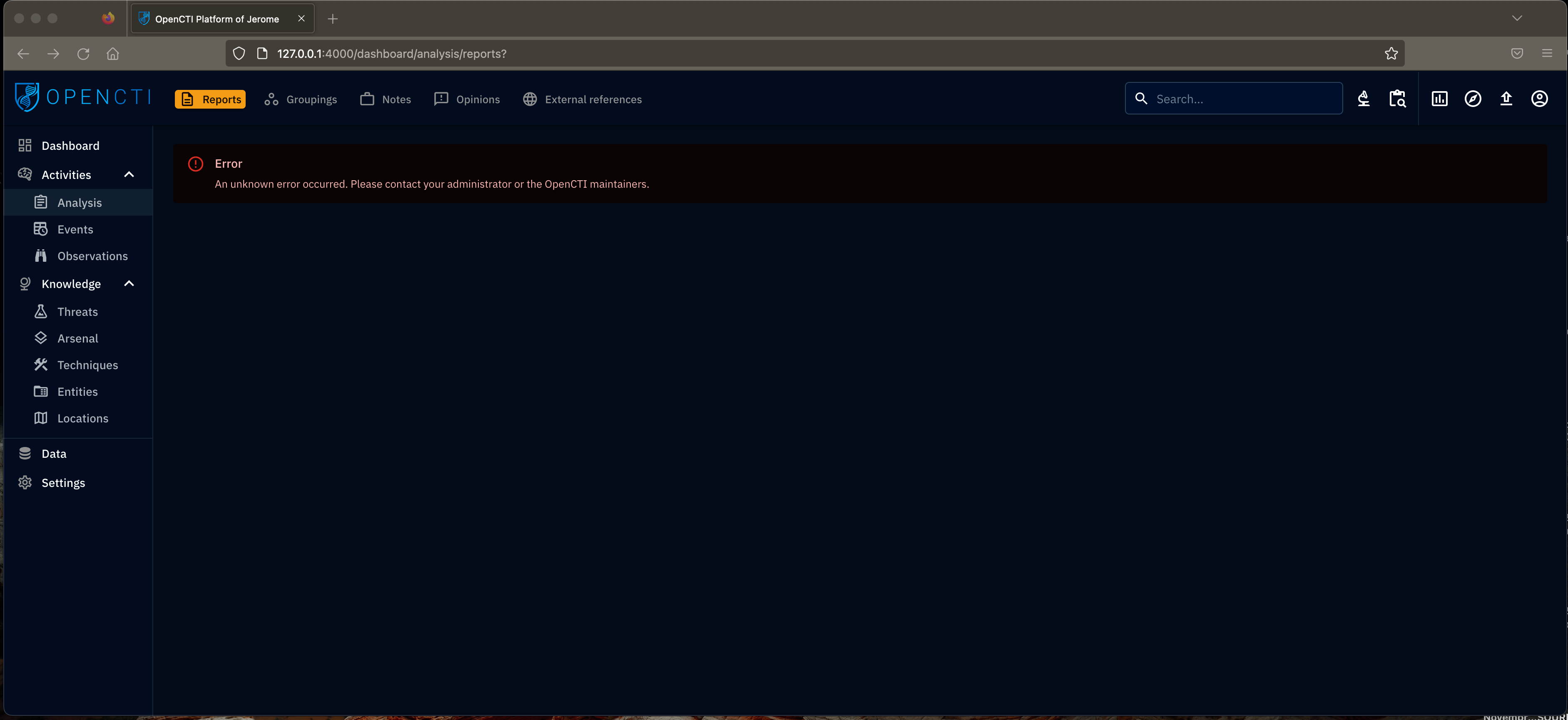 Can't access to my reports · Issue #2669 · OpenCTI-Platform/opencti · GitHub