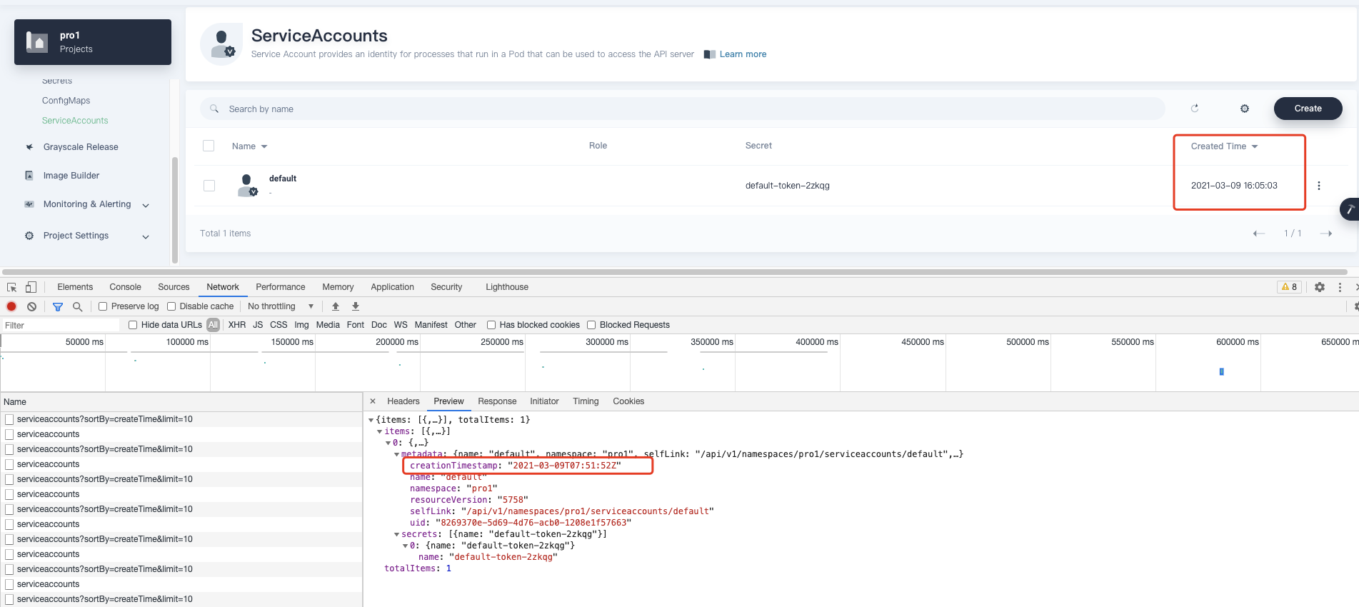 Incorrect creation time for the Service Account. (#1545) · 议题 · kubesphere / console · 极狐GitLab