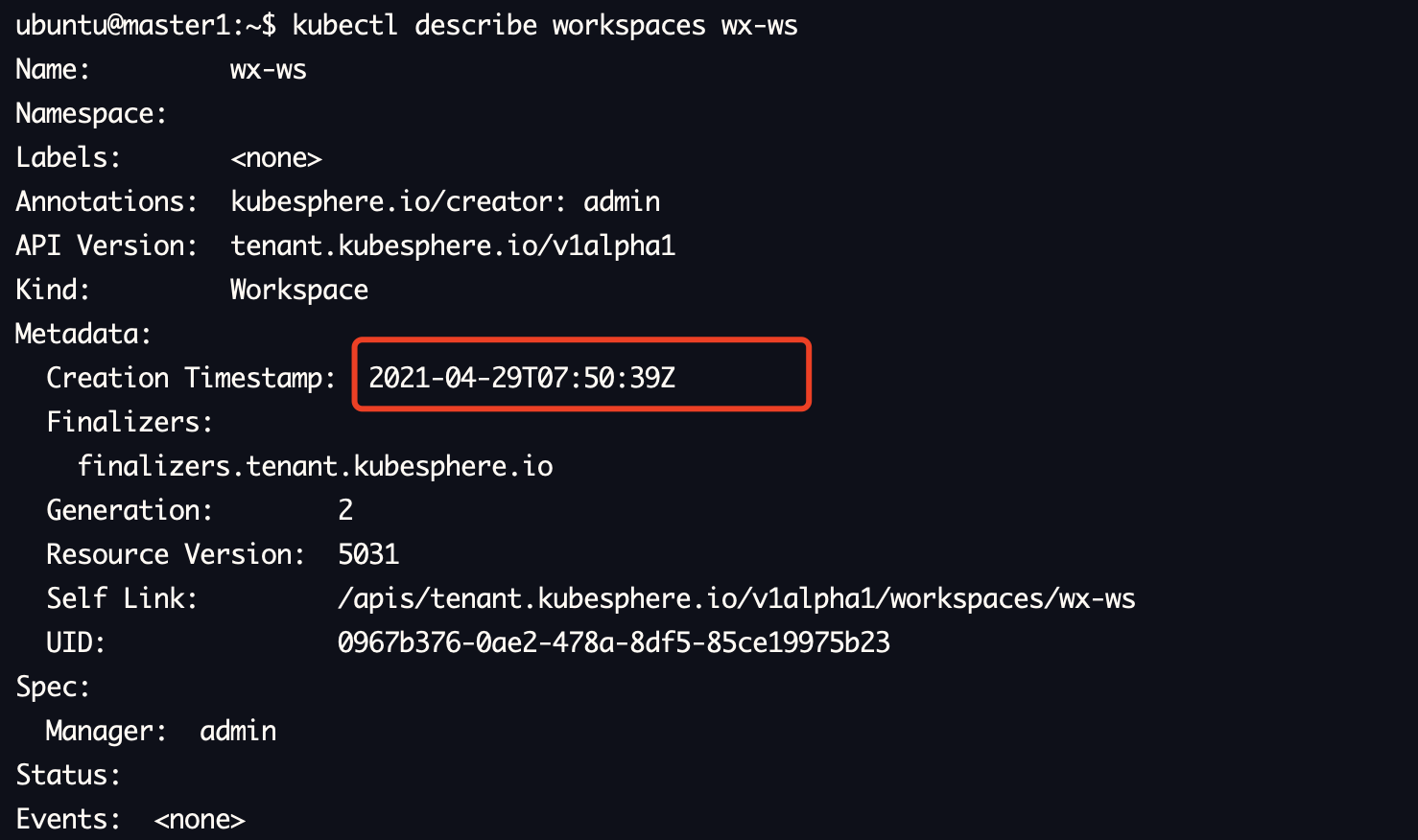 The creation time of workspace changed after upgrade. · Issue #1864 · kubesphere/console · GitHub