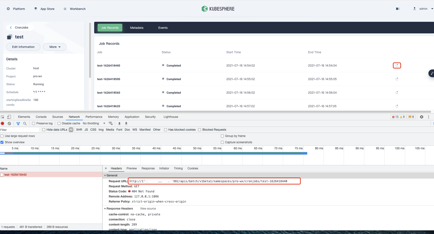 The url of job records in 'CronJobs' is wrong · Issue #2106 · kubesphere/console · GitHub