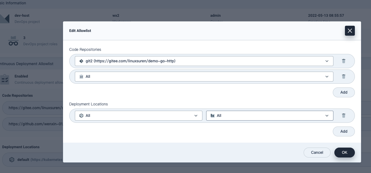 Added an all option when setting continuous deployment whitelist · Issue #3249 · kubesphere ...