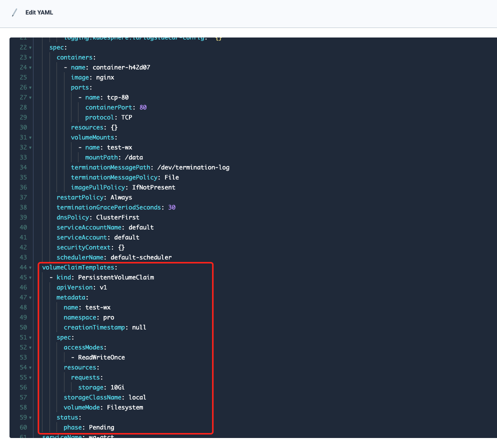 Statefulsets created using 'Persistent Volume Claim Template', no storage information displayed ...