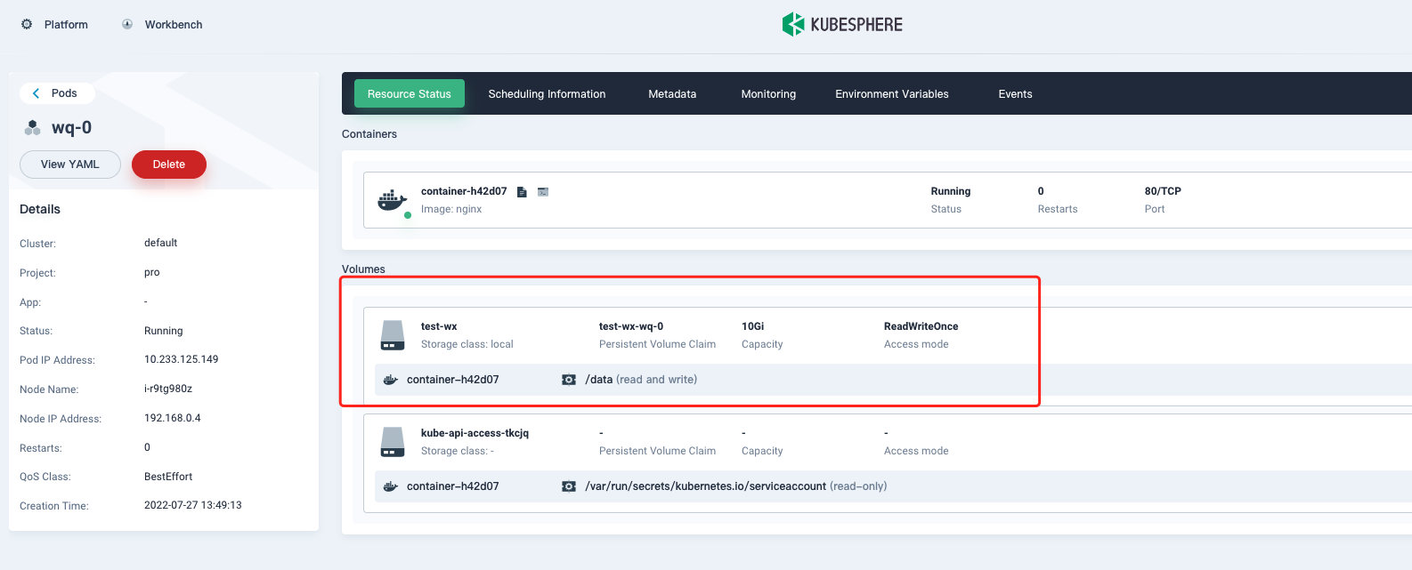 Statefulsets created using 'Persistent Volume Claim Template', no storage information displayed ...