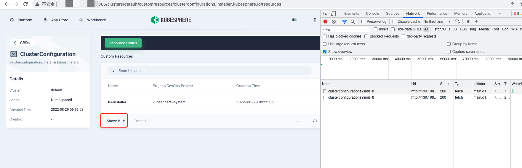 Custom Resources page cannot set pagination · Issue #3640 · kubesphere/console · GitHub