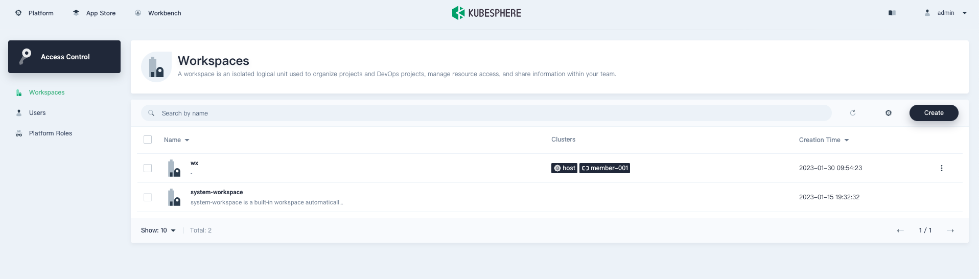 Show the cluster where the system-woekspace is. · Issue #4043 · kubesphere/console · GitHub