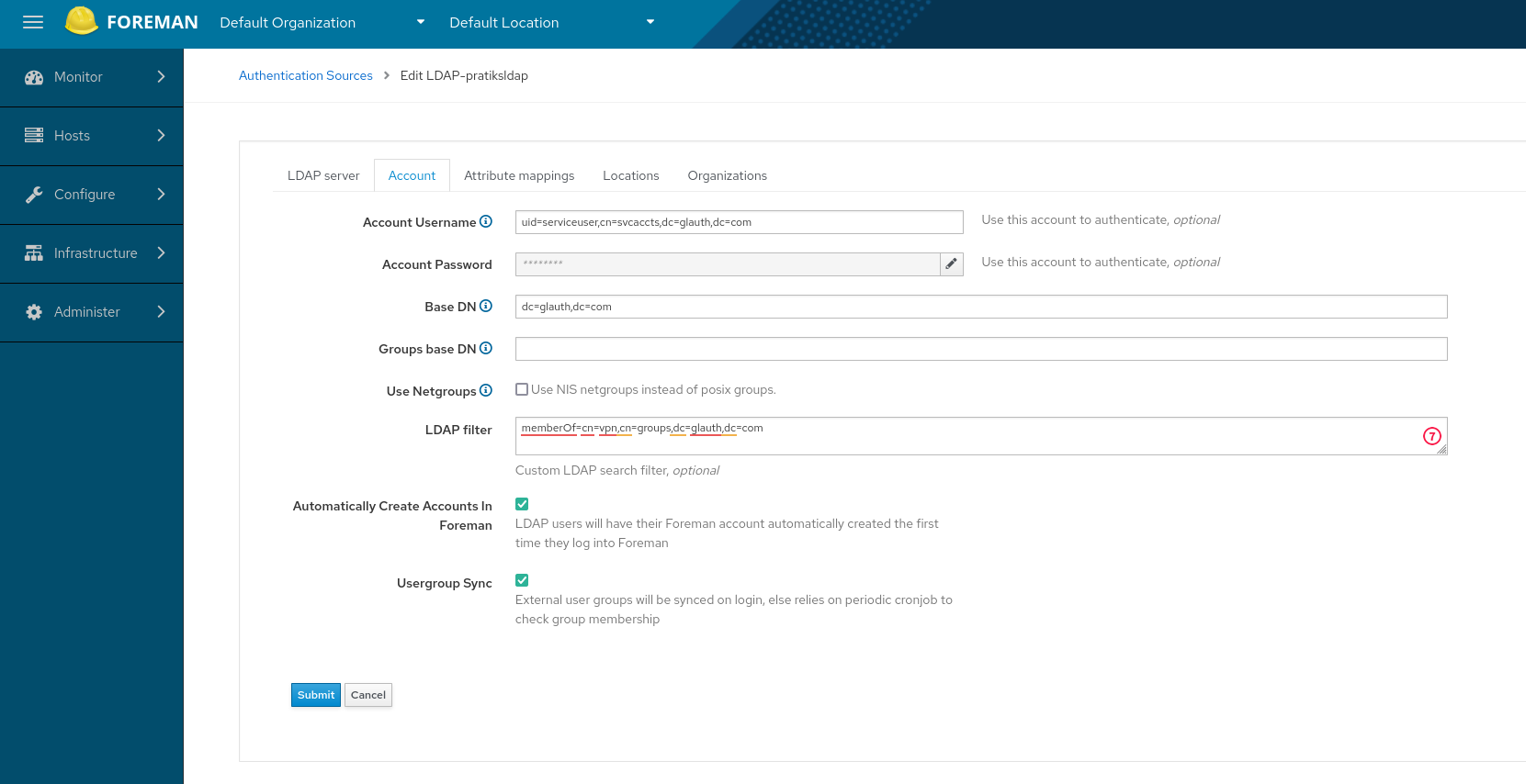 Configure glauth in foreman using `Groups base DN`, not `LDAP filter` · Issue #218 · glauth ...